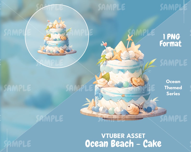 Ocean Beach Cake Series, Vtuber Cake, Birthday Stream, Vtuber Birthday ...