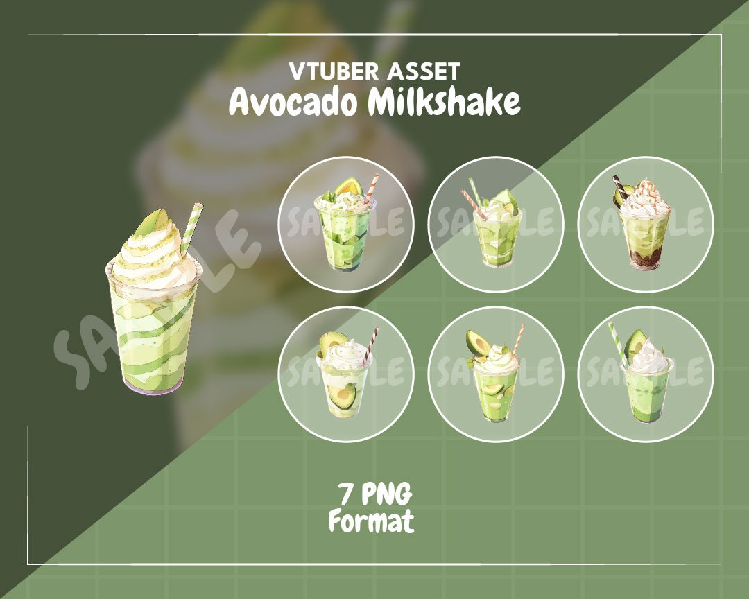 Avocado Milkshake Vtuber Asset: 7 PNG Images - Etsy