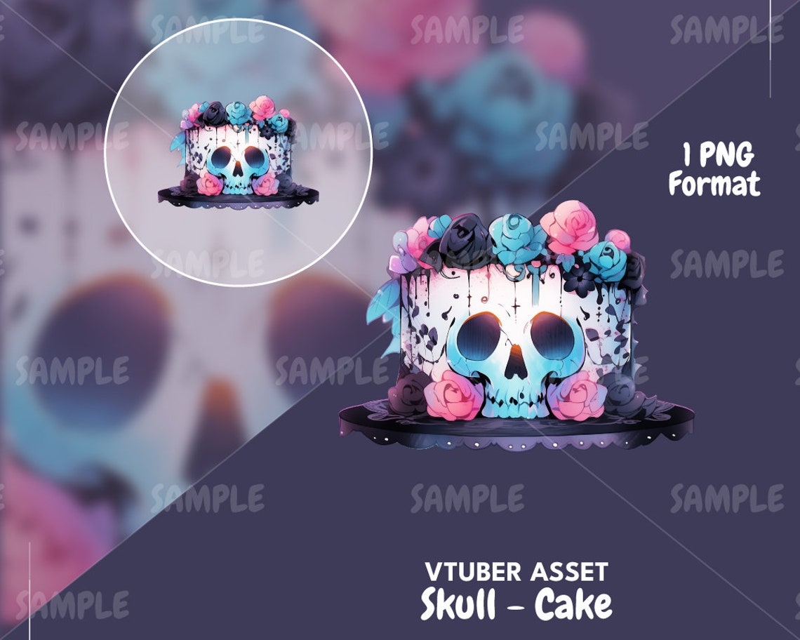 Skull Cake, Vtuber Cake, Birthday Stream, Vtuber Birthday, Vtuber Asset ...