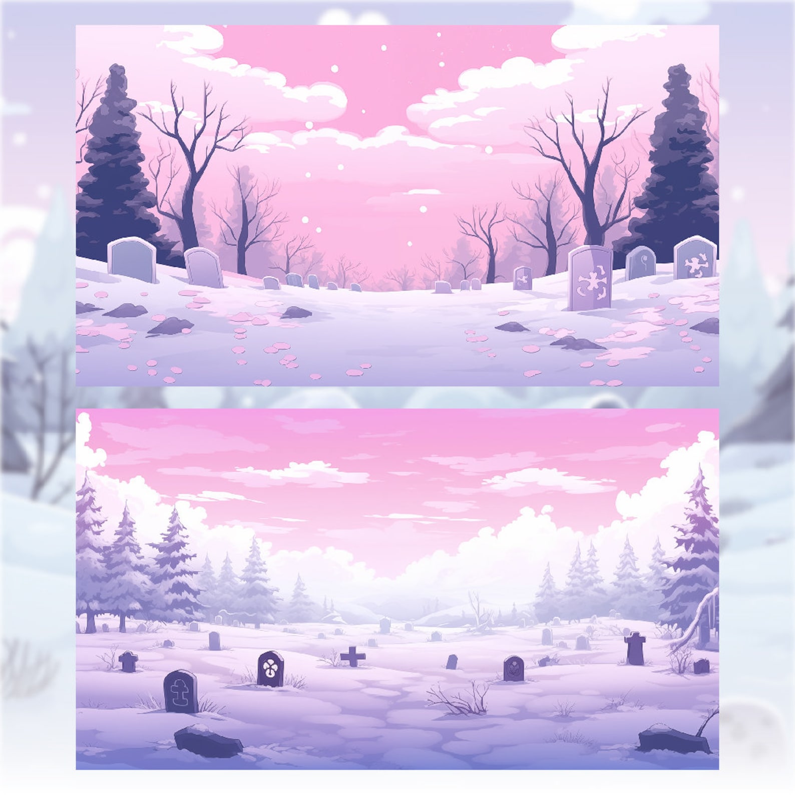 20 Winter Graveyard Themed Background Asset - Etsy
