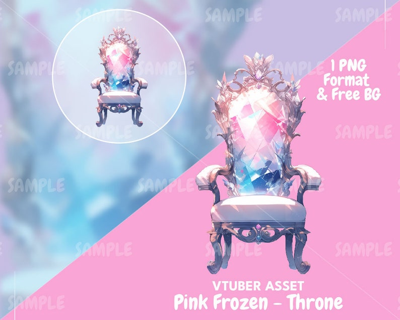 Pink Frozen Throne, Gaming Chair, Vtuber Background, Vtuber Asset, Vtuber Decoration, Vtuber ...