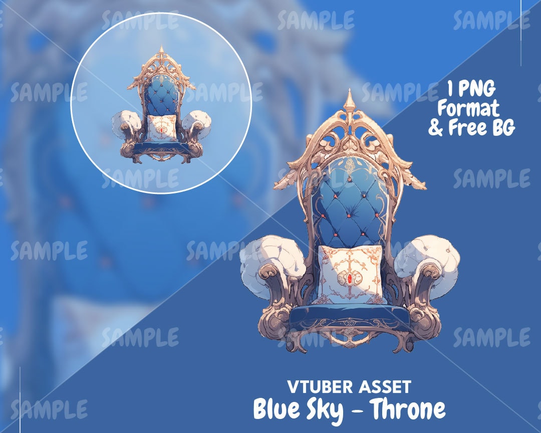 Blue Sky - Throne, Gaming Chair, Vtuber Background, Vtuber Asset, Vtuber Decoration, Vtuber ...