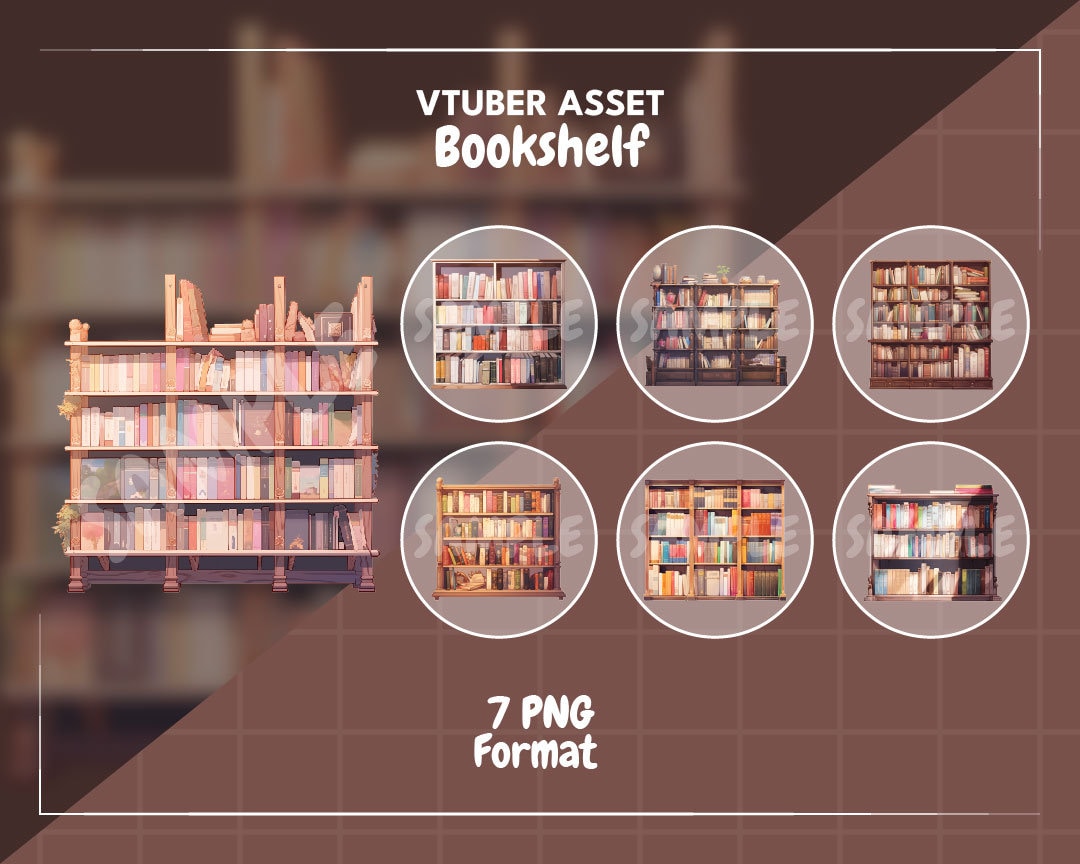 Vtuber Bookshelf Asset: Streaming Decoration (PNG) - Etsy