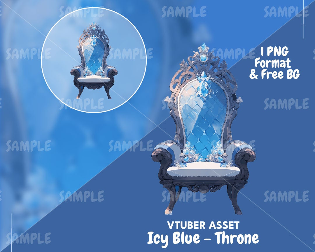 Icy Blue - Throne, Gaming Chair, Vtuber Background, Vtuber Asset ...