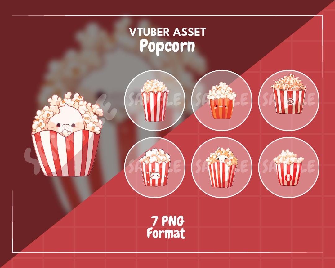 Popcorn Vtuber Asset: Streaming Decoration (PNG) - Etsy