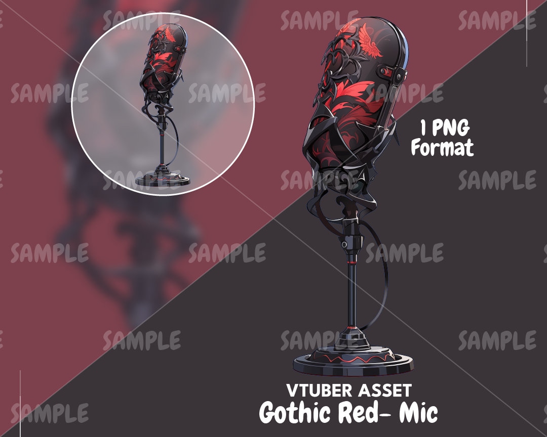 Red Gothic Vtuber Mic Asset (PNG) - Etsy