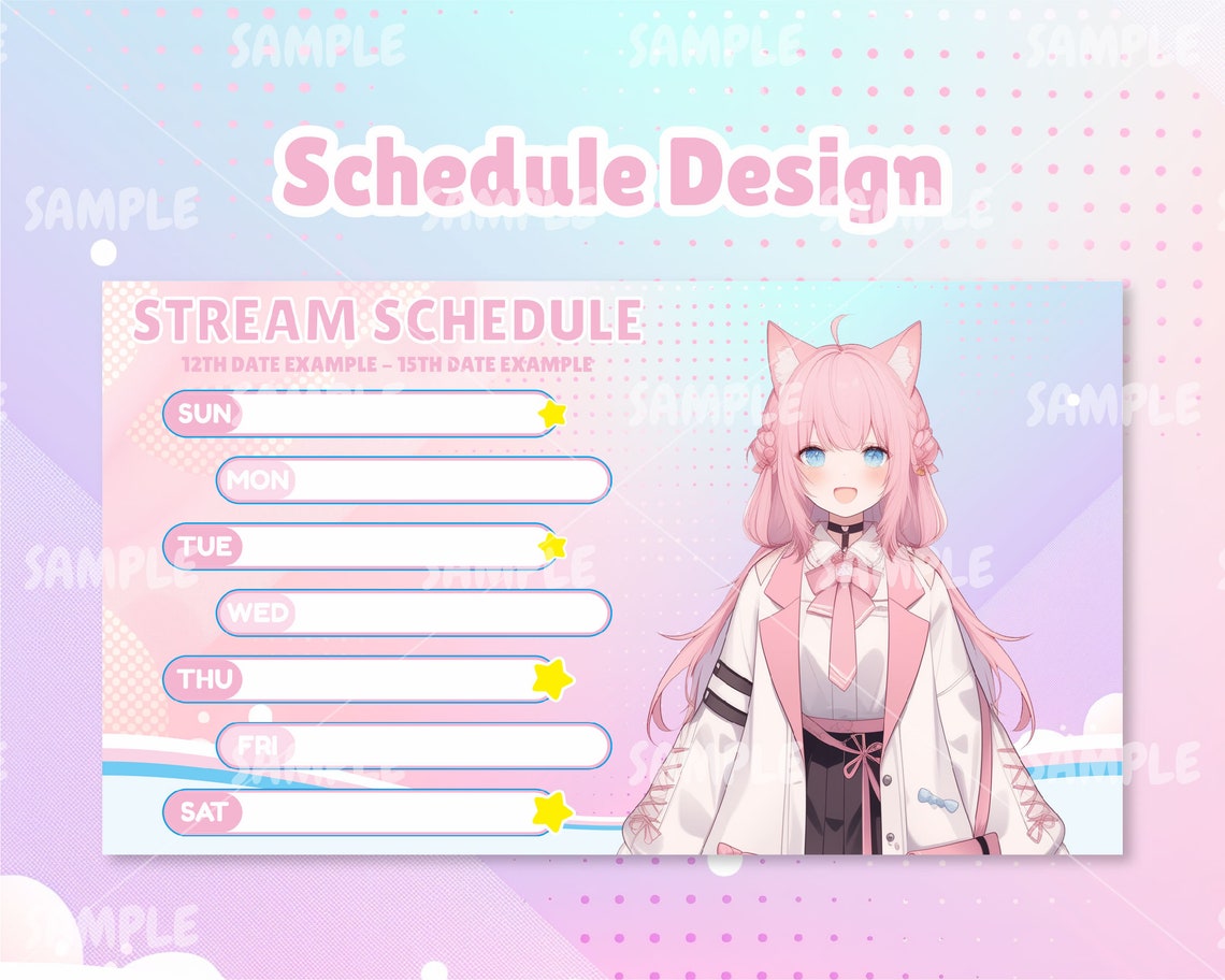 Cute Pink Cat - Vtuber Stream Overlay, Vtuber Background, Vtuber Screen ...