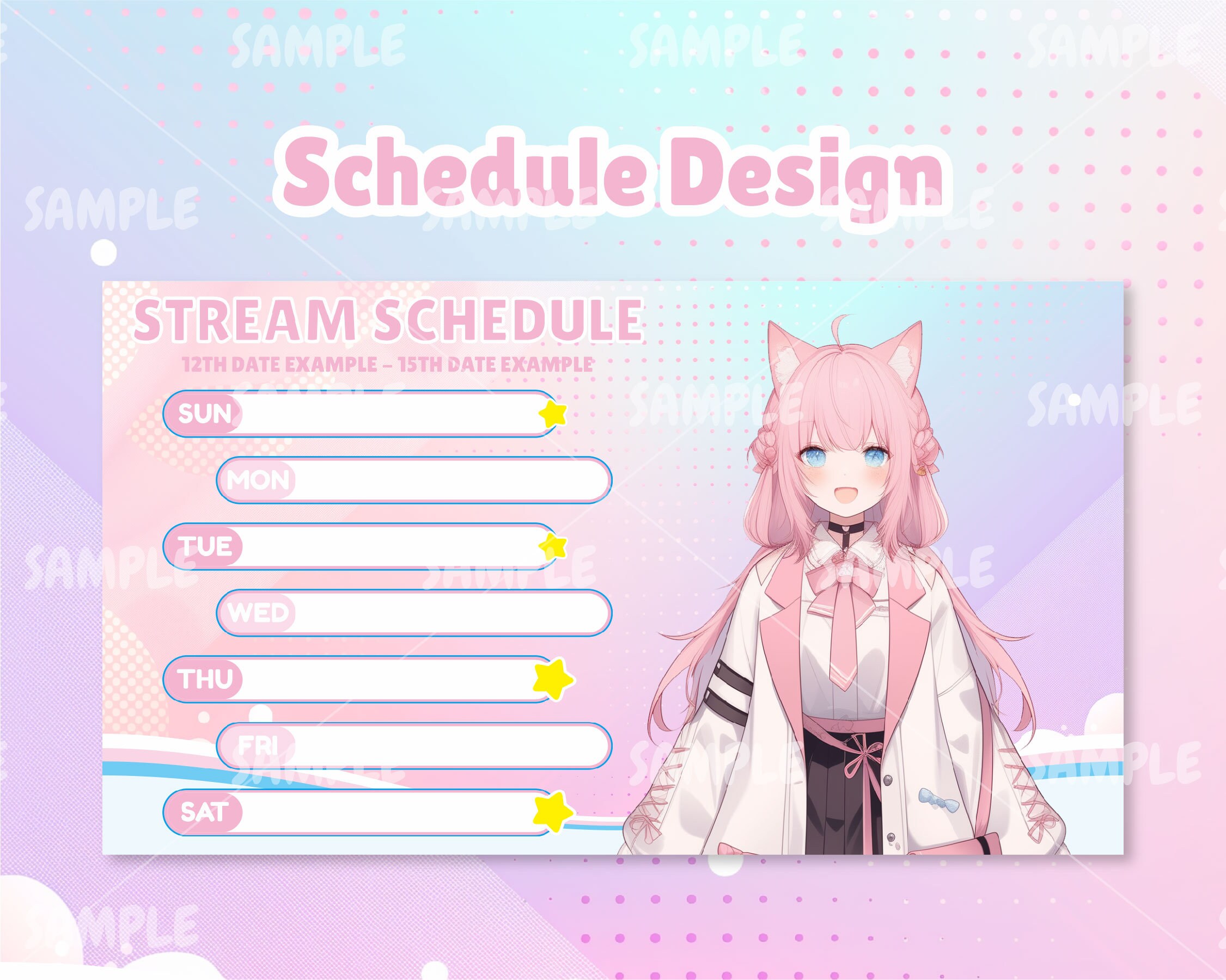Cute Pink Cat - Vtuber Stream Overlay, Vtuber Background, Vtuber Screen ...