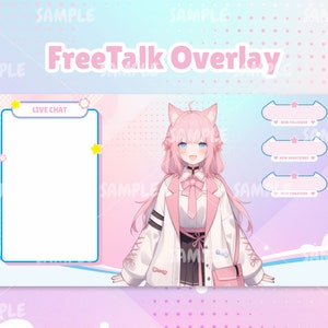 Cute Pink Cat - Vtuber Stream Overlay, Vtuber Background, Vtuber Screen ...