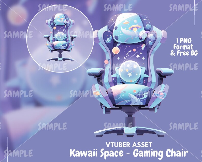Kawaii Space Themed Gaming Chair, Vtuber Background, Vtuber Asset ...