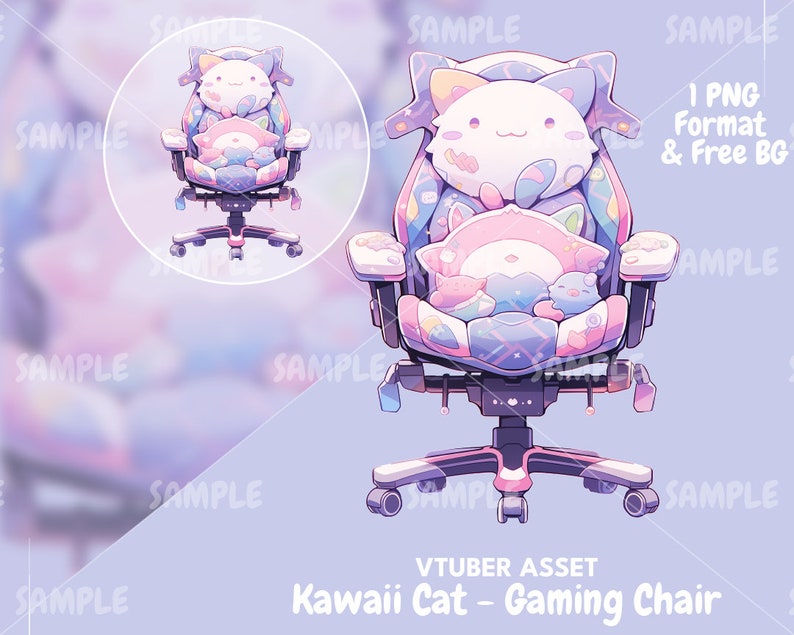 Kawaii Cat Gaming Chair, Vtuber Background, Vtuber Asset, Vtuber ...