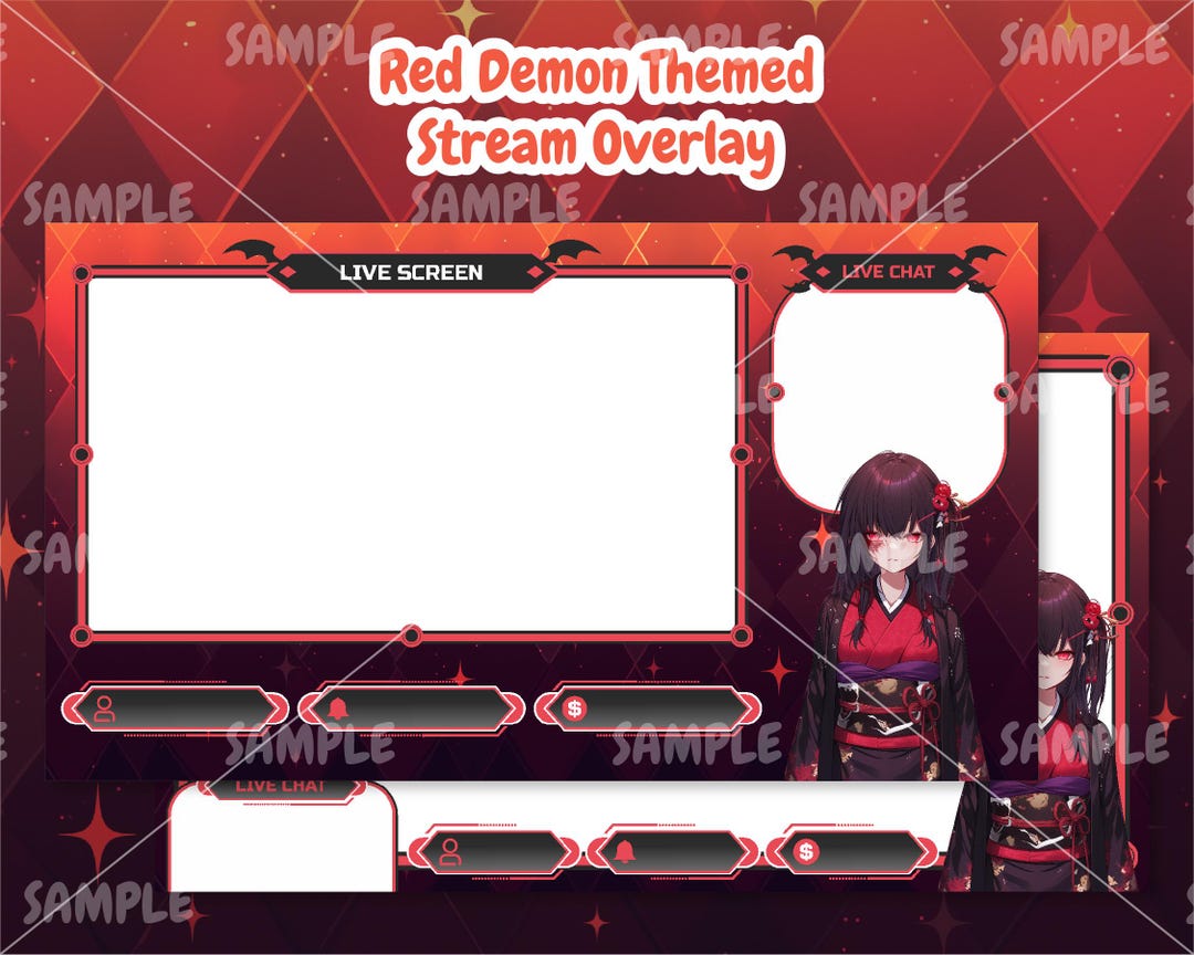 Red Demon - Vtuber Stream Overlay, Vtuber Background, Vtuber Screen - Etsy