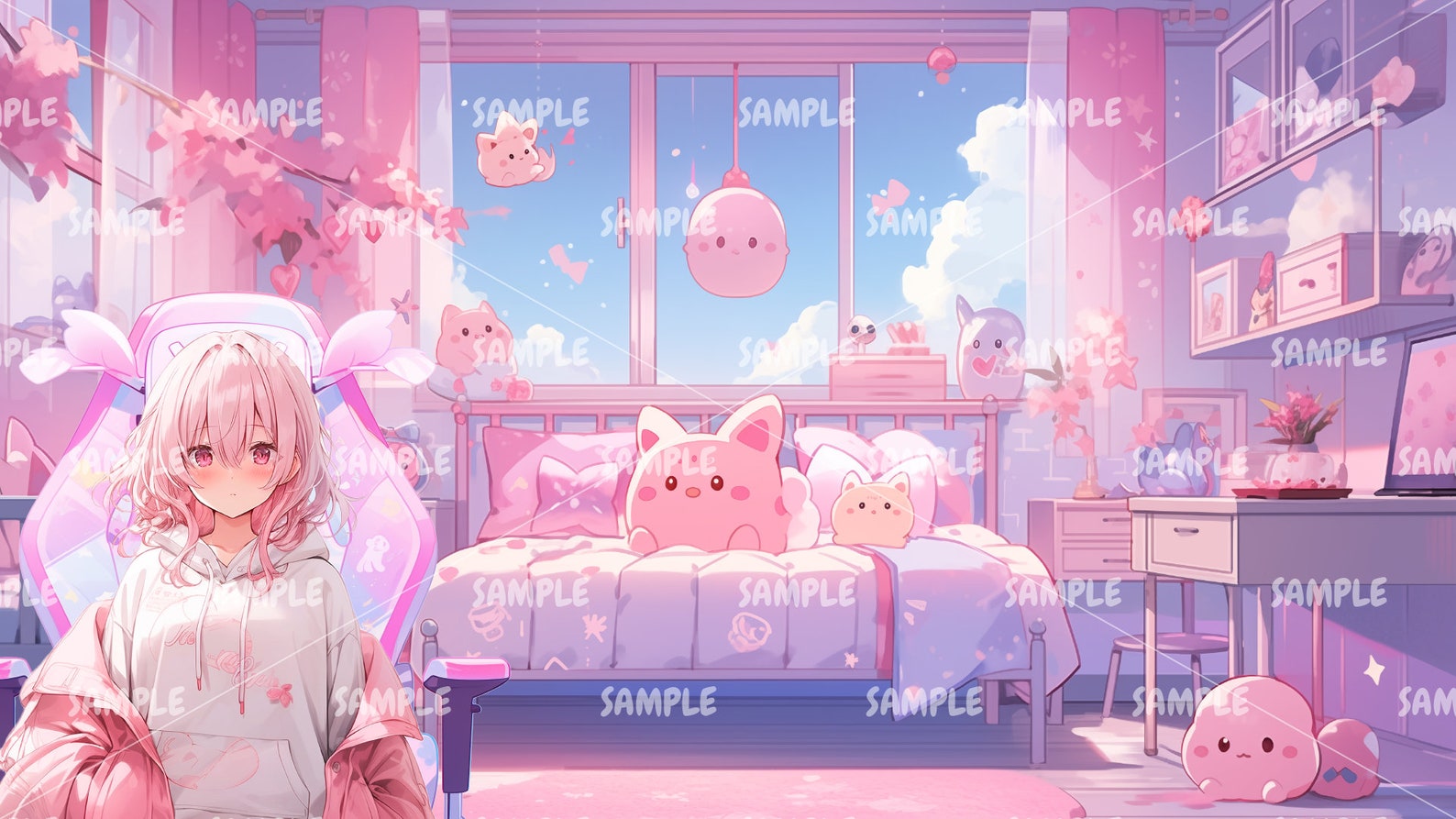 Kawaii Pastel Gaming Chair, Vtuber Background, Vtuber Asset, Vtuber ...