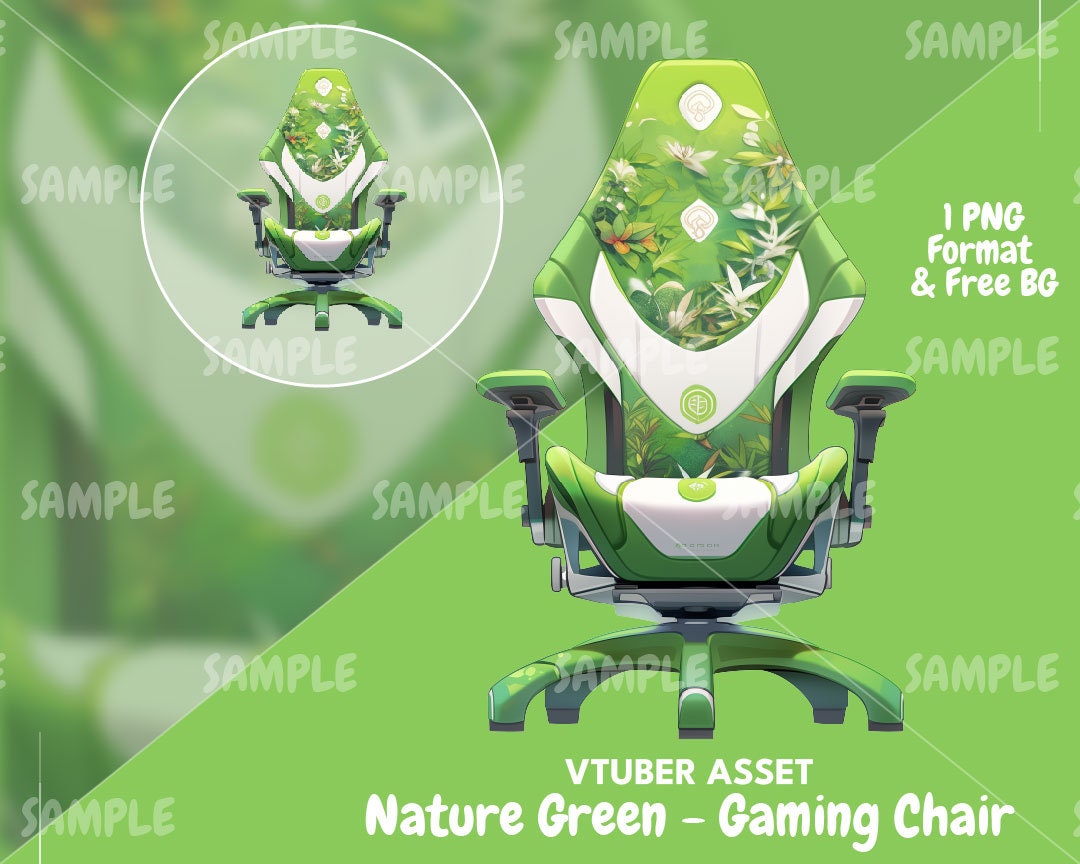 Nature Green Themed Gaming Chair, Vtuber Background, Vtuber Asset ...