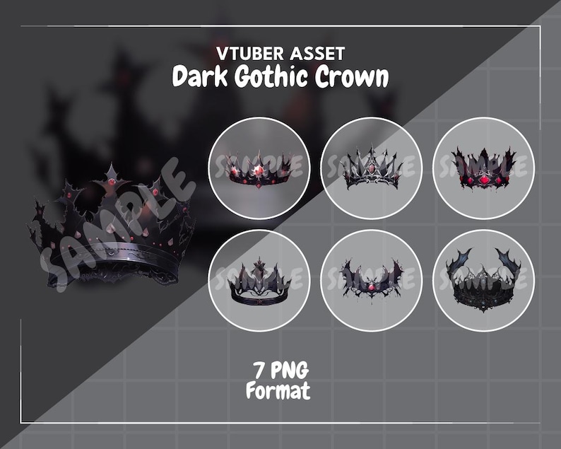 Dark Gothic Crown Vtuber Asset: PNG Stream Decoration - Etsy