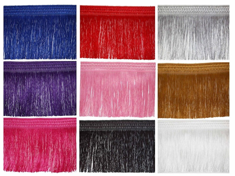 1 Metre 10cm Wide Fringe Tassel Trim Fringing Lace in Different Colours ...