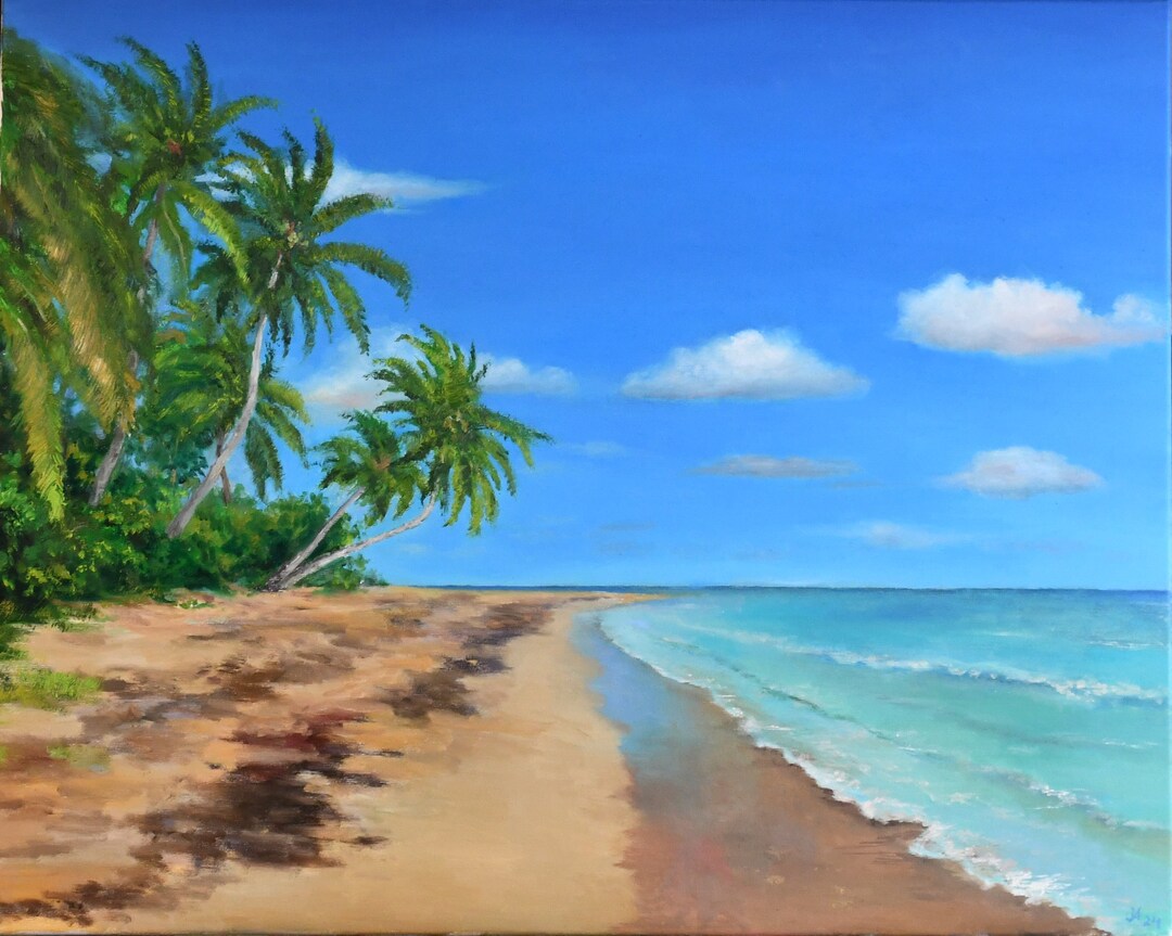 Ocean View. Sunny Day. Original Oil Painting on a Stretched Canvas ...