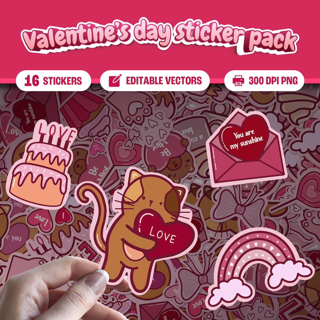 Heartfelt Moments: Valentine's Day Sticker Pack, Printable, Vector ...