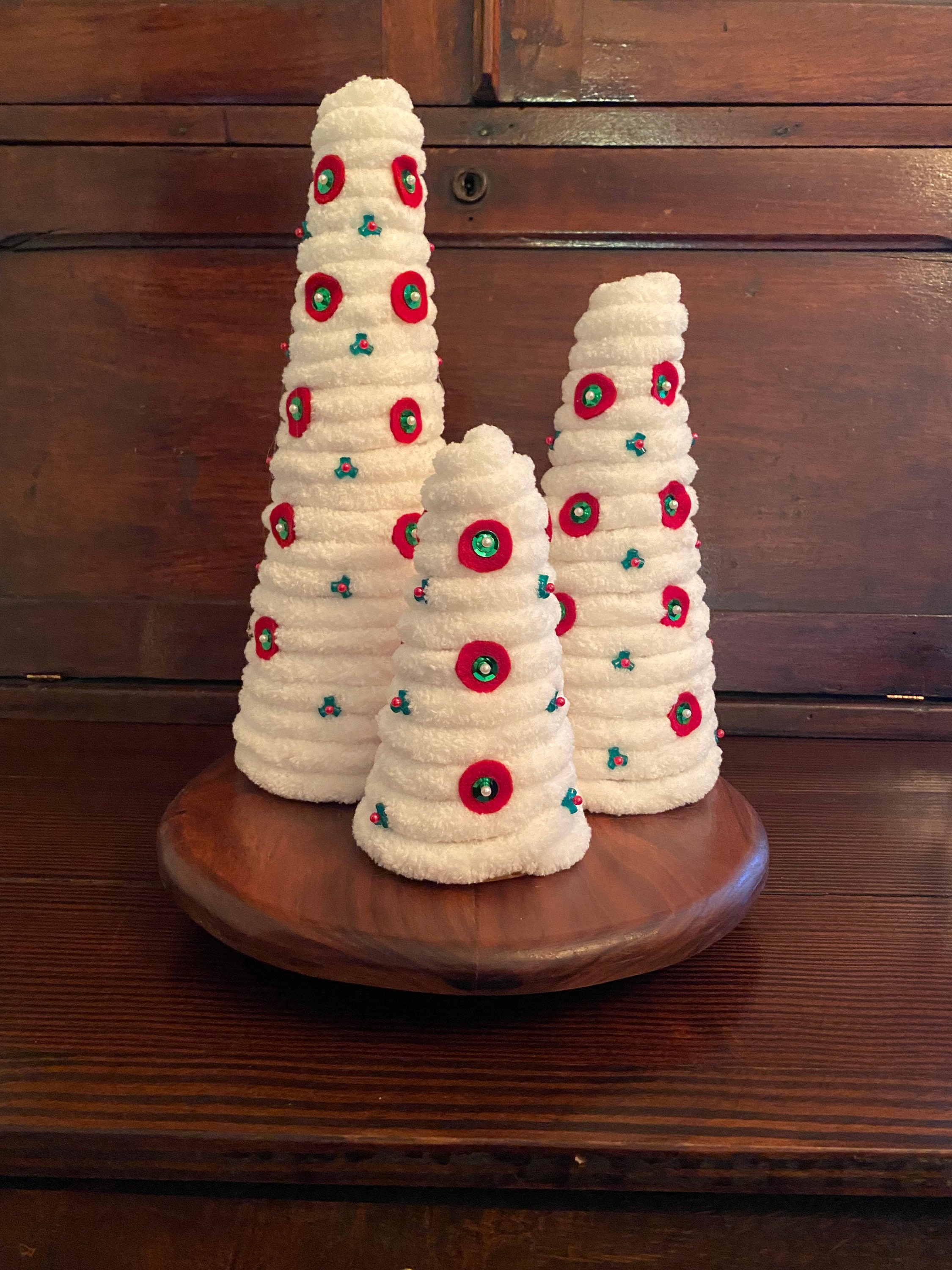 Ivory Plush Yarn Cone Trees - Etsy