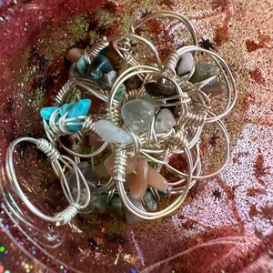 Mystery Scoop Crystal Rings Wire Wrapped Tumbled Crystal Chips Ring ...