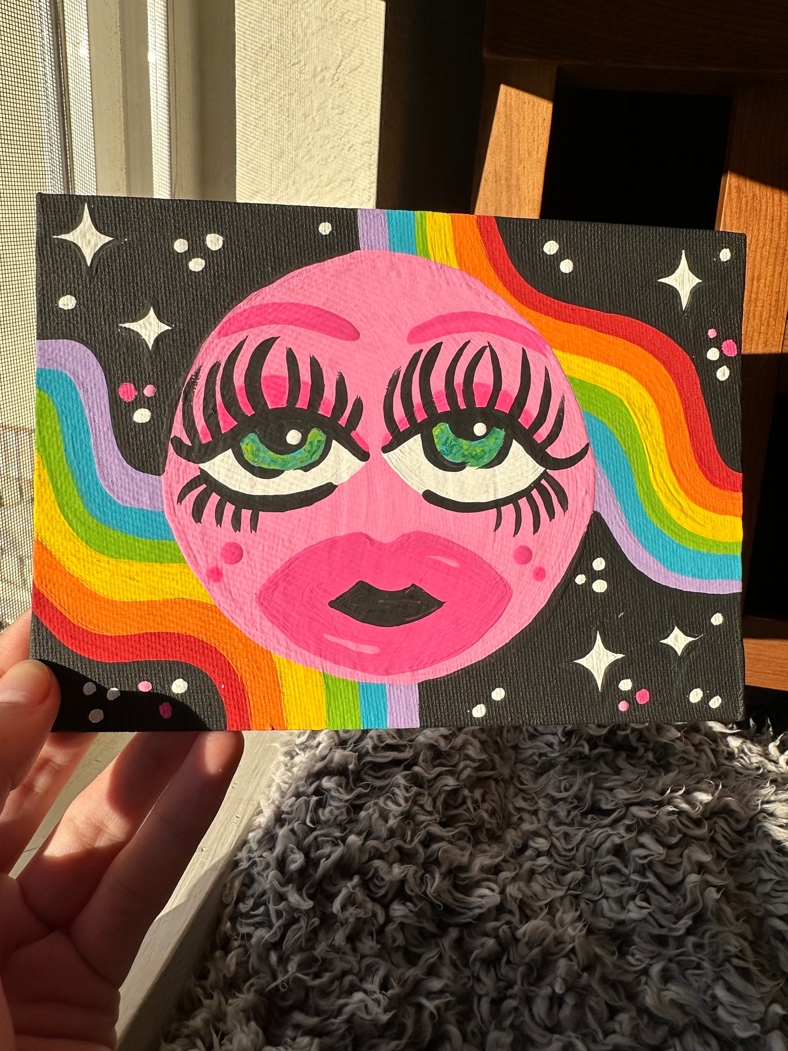 Bubblegum Princess Trippy Rainbow Original Painting Print - Aesthetic ...