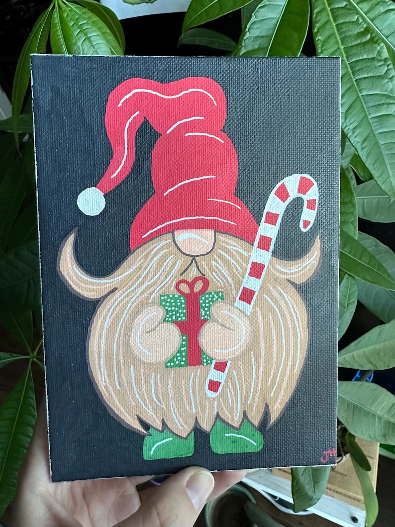 Christmas Gnome Poster & Mini Print Original Painting Artwork Christmas ...