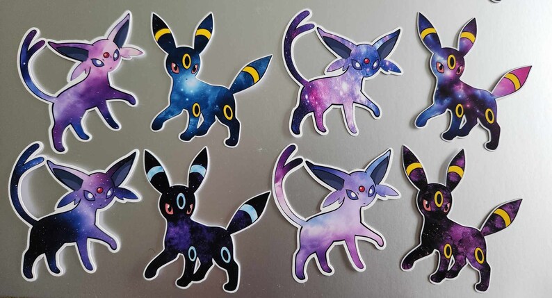 Galaxy Umbreon and Espeon Cute Pokémon Stickers - Etsy