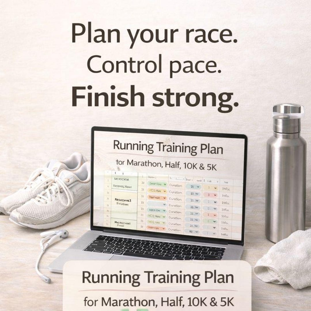 Running Training Plan for Race Day | Excel & Google Sheets | Marathon ...