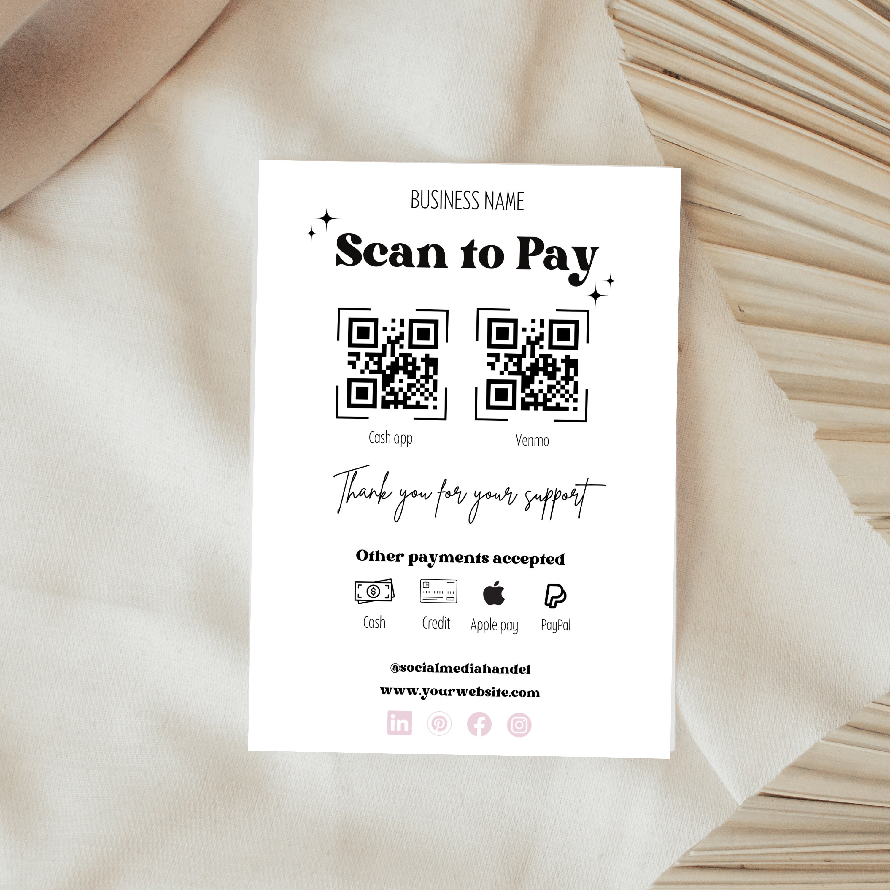 Scan to Pay Editable Template Canva Small Business Payment Sign QR Code ...
