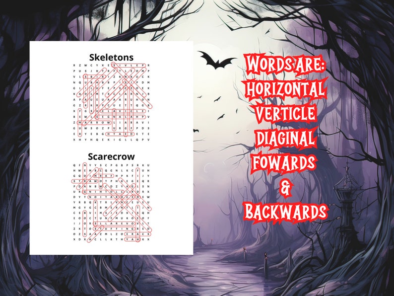 40 Halloween Word Search Puzzles: Printable Activity Bundle With ...