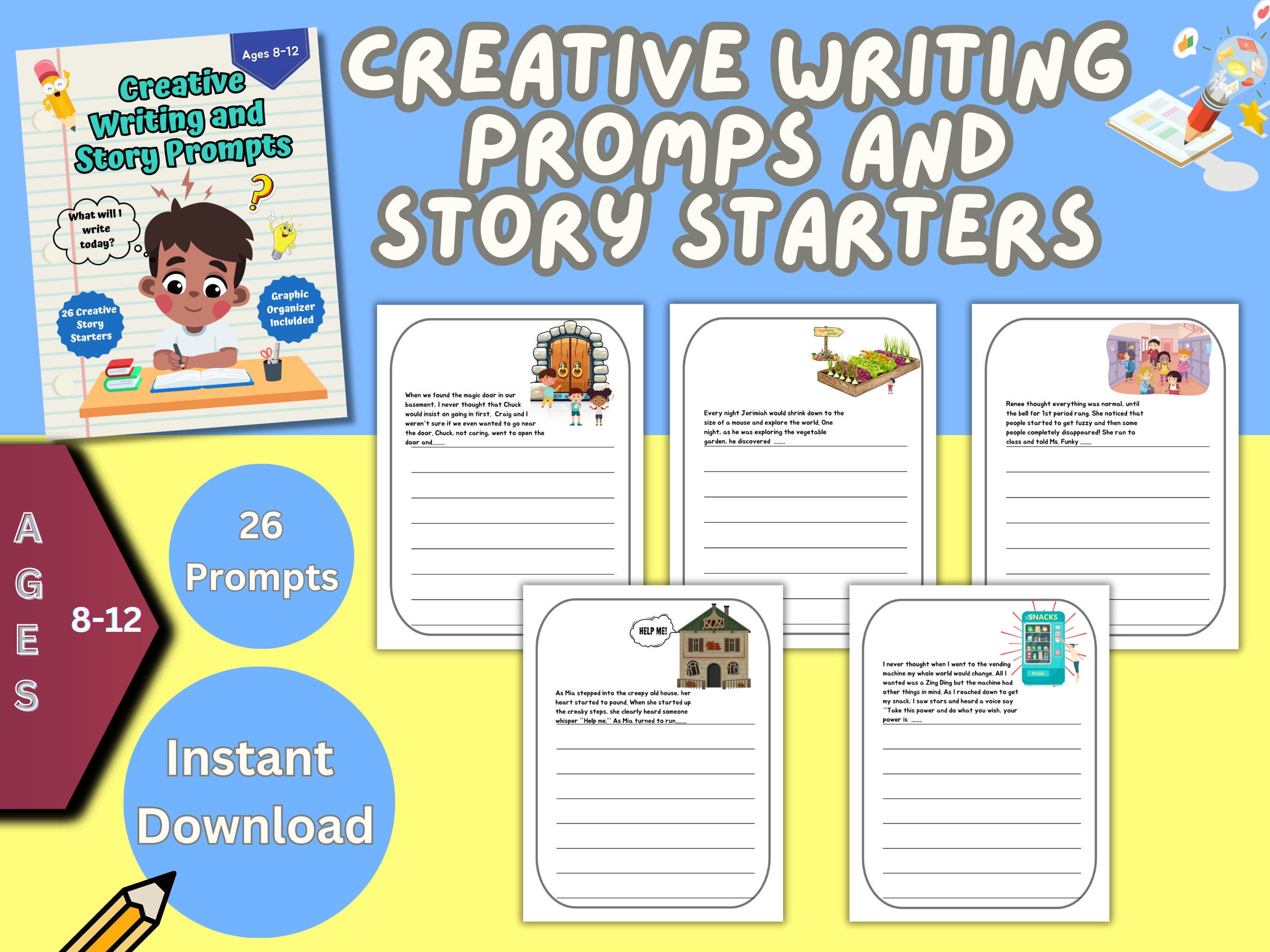 Creative Writing Prompts: Story Starters Activity Book Ages 8-12 PDF ...