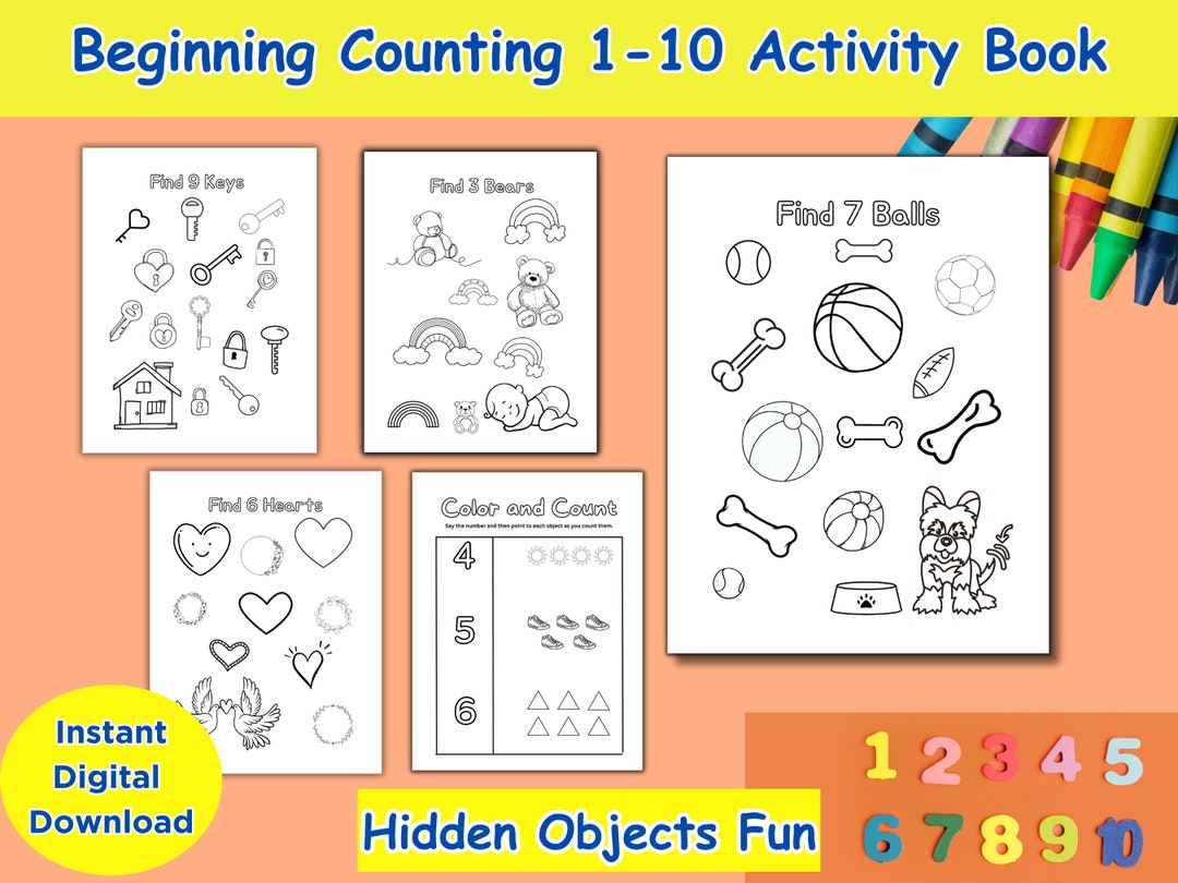Counting Workbook: Numbers 1-10, Hidden Objects (digital Download) - Etsy