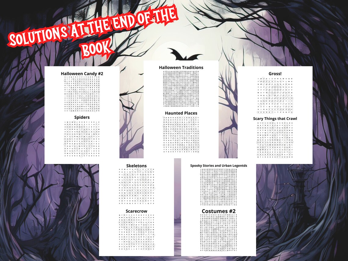 40 Halloween Word Search Puzzles: Printable Activity Bundle With ...