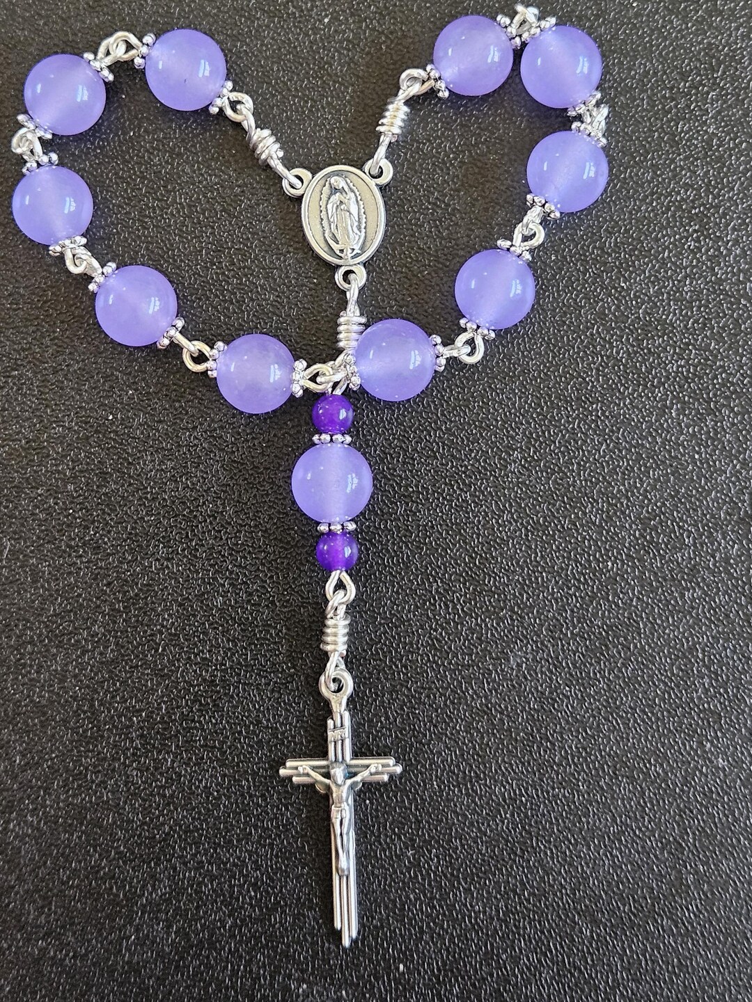 D109 - Handmade Decade Rosary. A Lilac Purple Colored Decade Chaplet ...