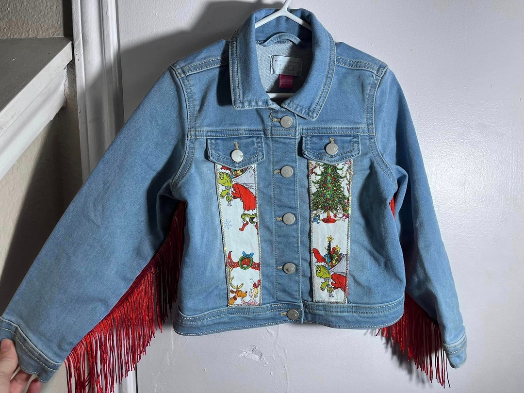 Custom Grinch Jean Jacket Size 4T - Etsy