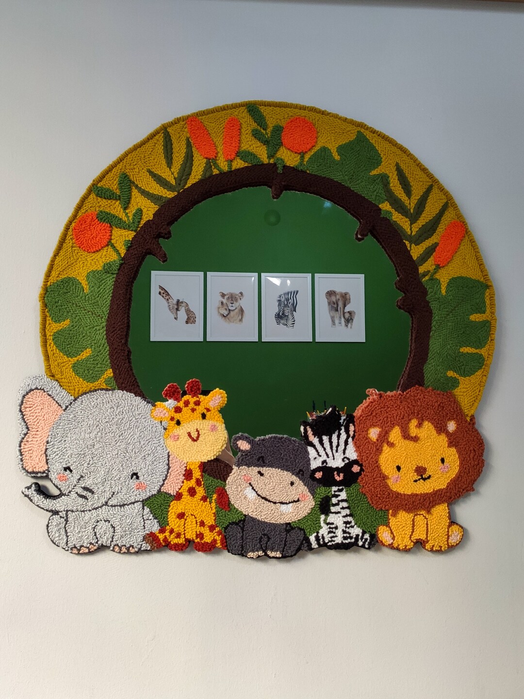 Safari Punch Needle Mirror, Animals Mirror, Punch Needle Mirror ...