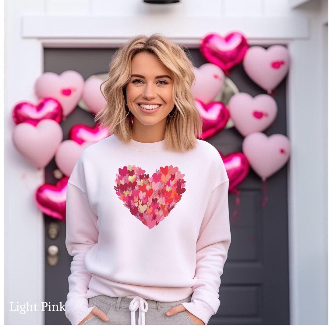Heart Sweater Heart Shirt Valentine Sweater Pink Sweater Heart Sweater ...