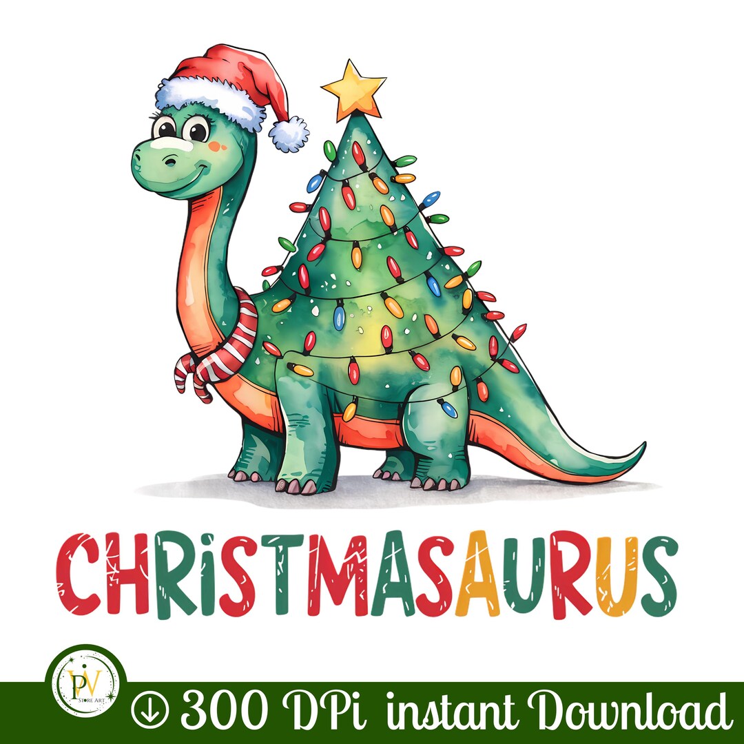 Christmassaurus PNG, Cute Christmas Dinosaur Design, Festive Dino Xmas ...