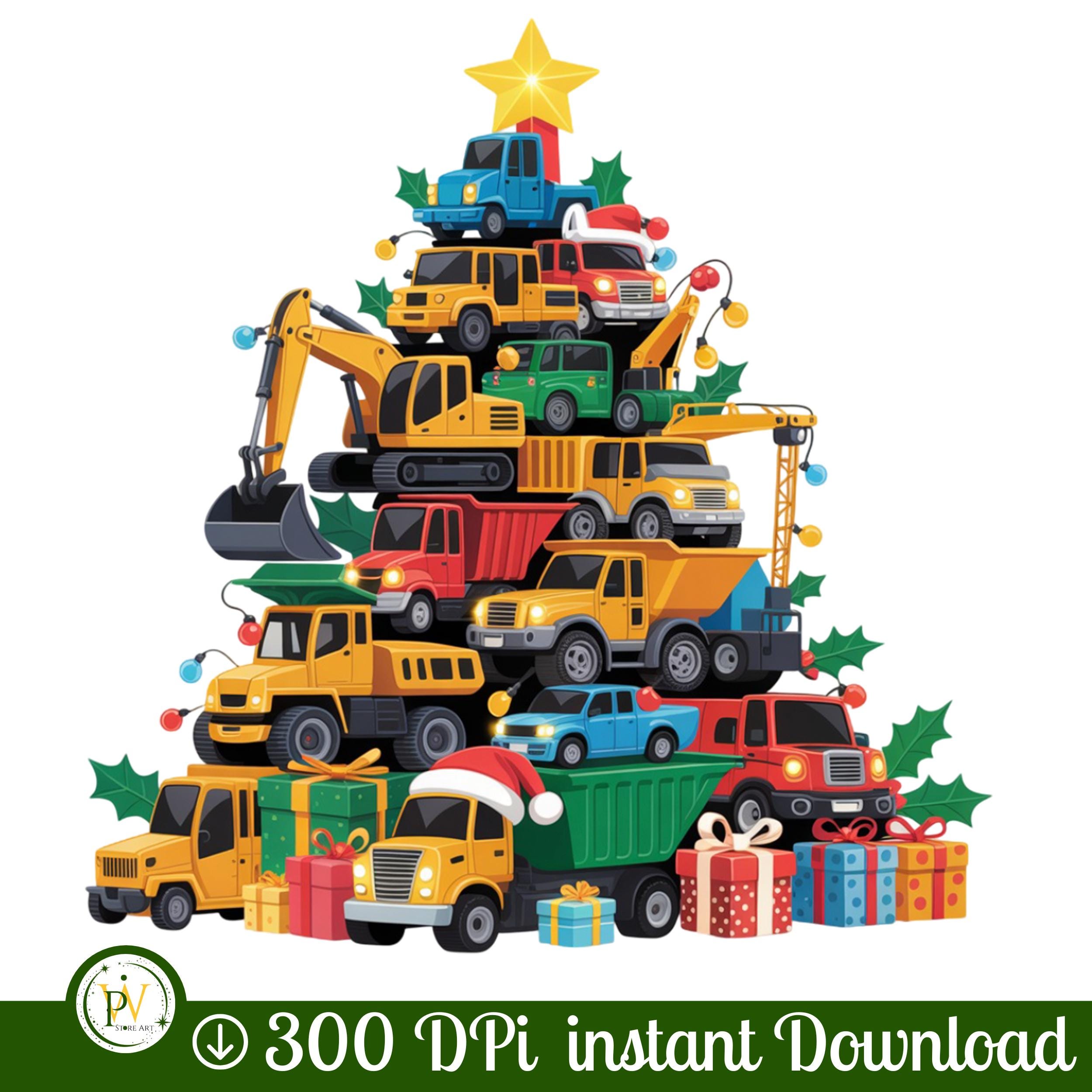 Construction Christmas Tree PNG | Digger Truck Xmas PNG | Excavator ...