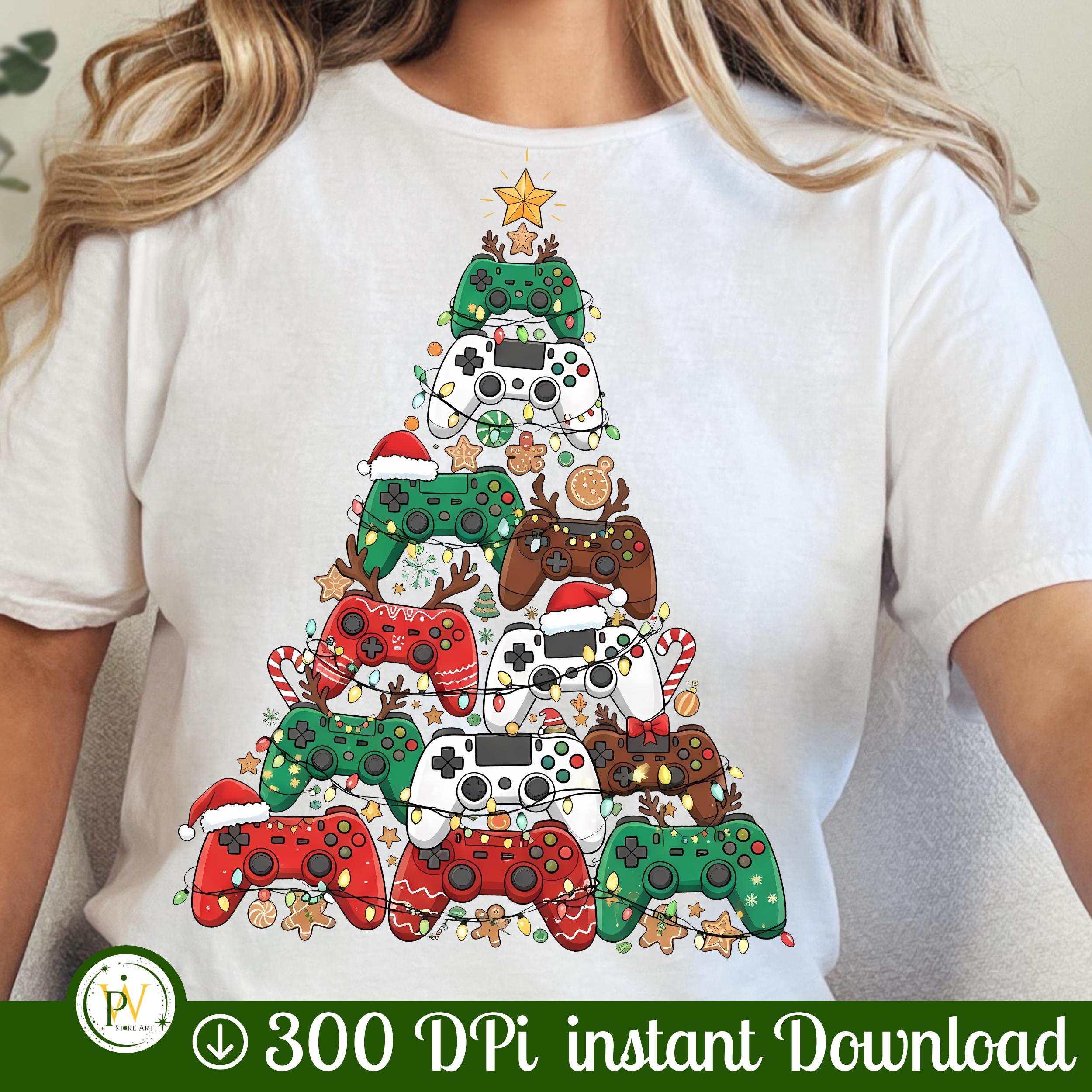 Gaming Controller Christmas Tree PNG | Gamer Xmas Design for Boys ...