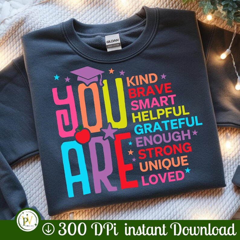 Student Positive Affirmations PNG SVG, You Are Smart Grateful Helpful ...