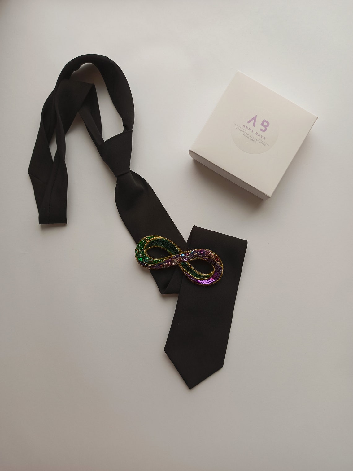 Brooch With Infinity Sign Embroidered With Beads and Sequinsin Royal ...