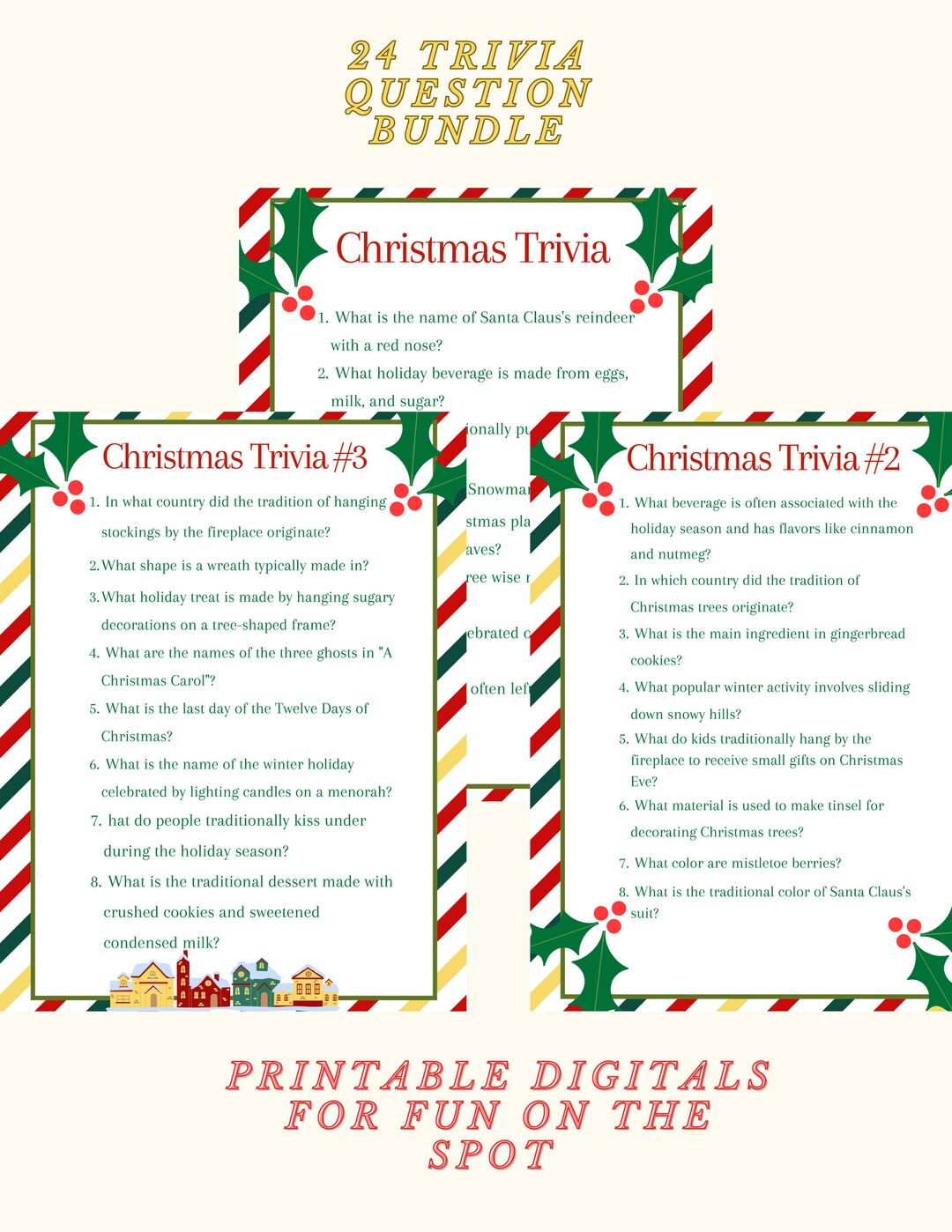 Christmas Activities | Party Games | Bundle | 24 Trivia Questions | 3 ...