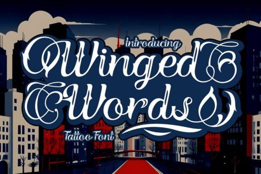 Winged Words Font Tattoo Gothic Font TTF & OTF - Etsy