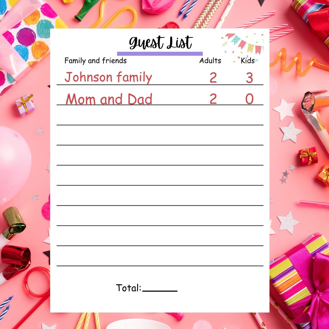 Printable Event Planner, Party Planner, Event Organizer and Guest List ...