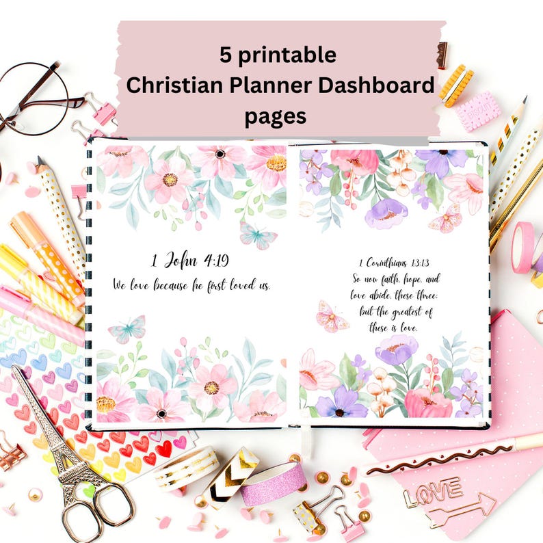 Christian Planner Dashboards Printable, Journal Dividers With Flowers ...