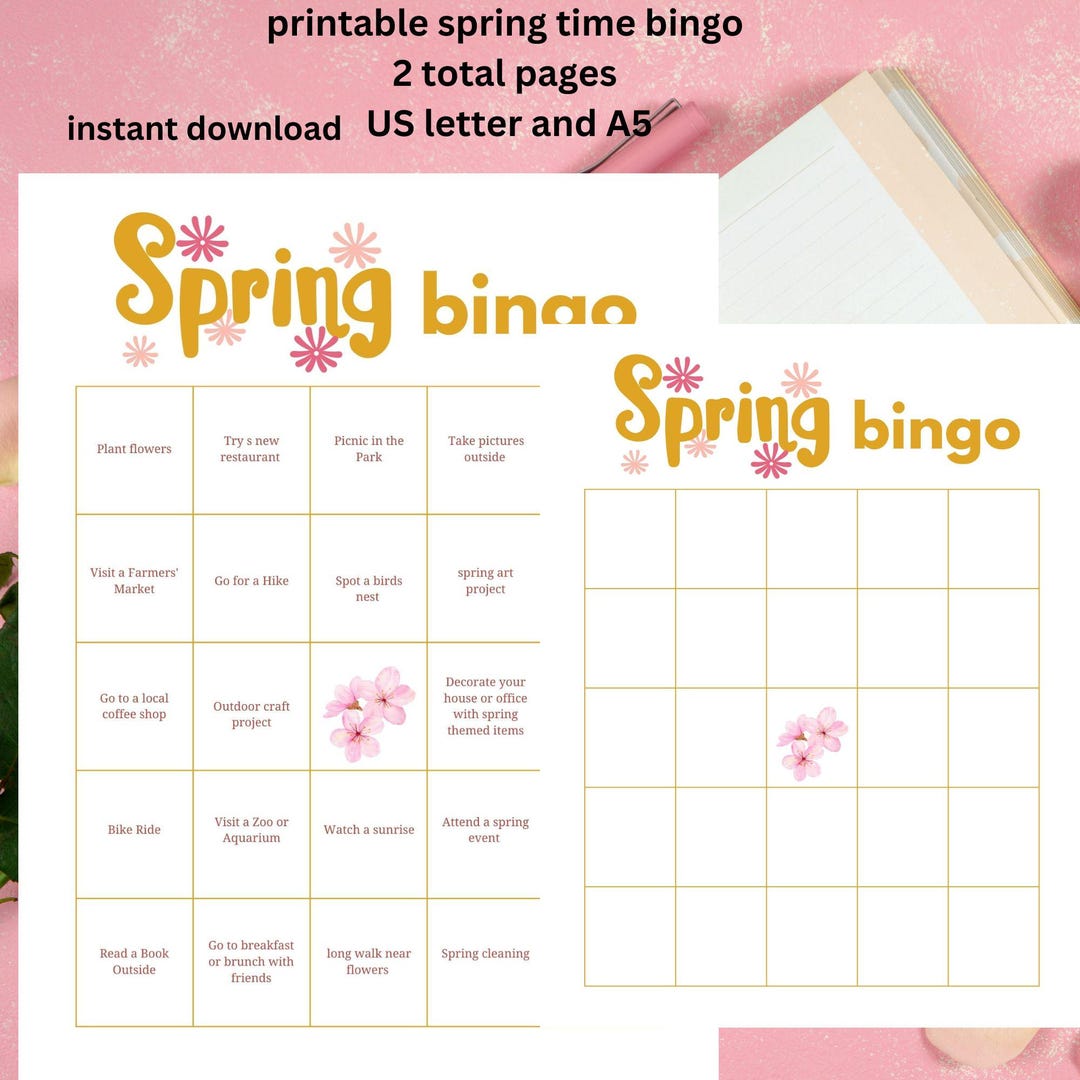 Spring Time Printable Bingo Card Template, Fun Family Activity Ideas ...