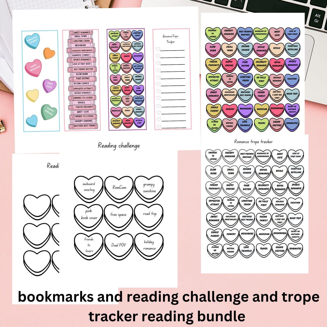 Printable Sweet Romance Trope Tracker Bookmarks, Romance Trope Reading ...