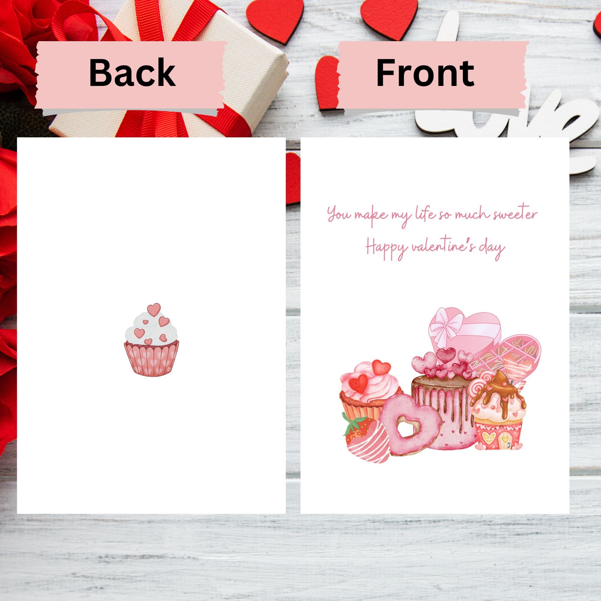 Printable Valentines Day Cards, Digital Valentines Cards, Sweet Pink ...