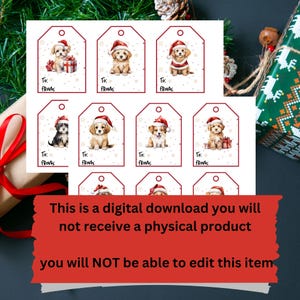 Printable Dog Christmas Gift Tags, Cute Dog Tags for Christmas, 12 ...